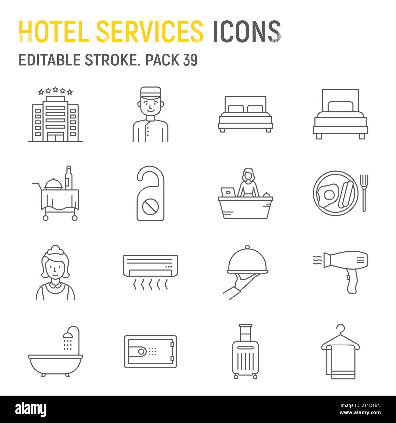 Hotel services line icon set, tourism collection, vector graphics, logo ...