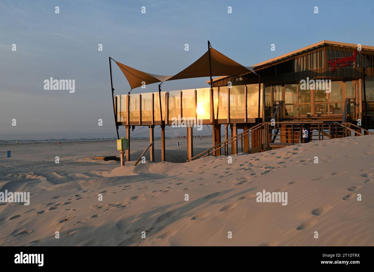 Beach bar on Nes beach on the island of Ameland, Friesland, Netherlands ...