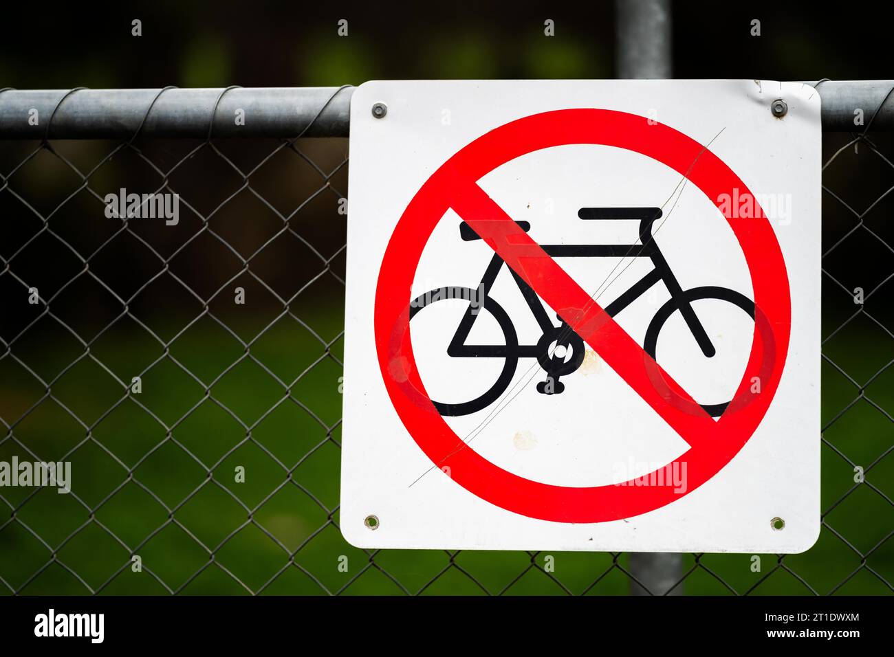 no bike riding sign in a park in australia Stock Photo - Alamy