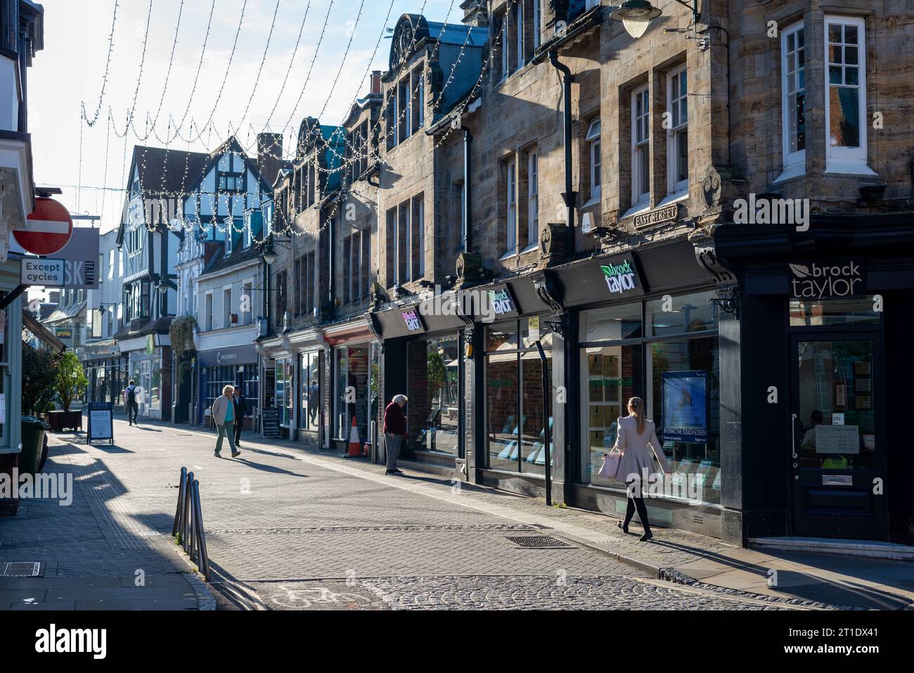 Horsham, West Sussex,England, UK. Shops and retails stores in the town ...
