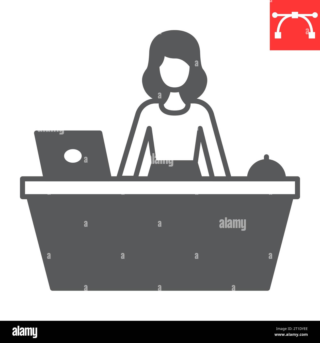 Reception glyph icon, receptionist and hotel services, customer service ...