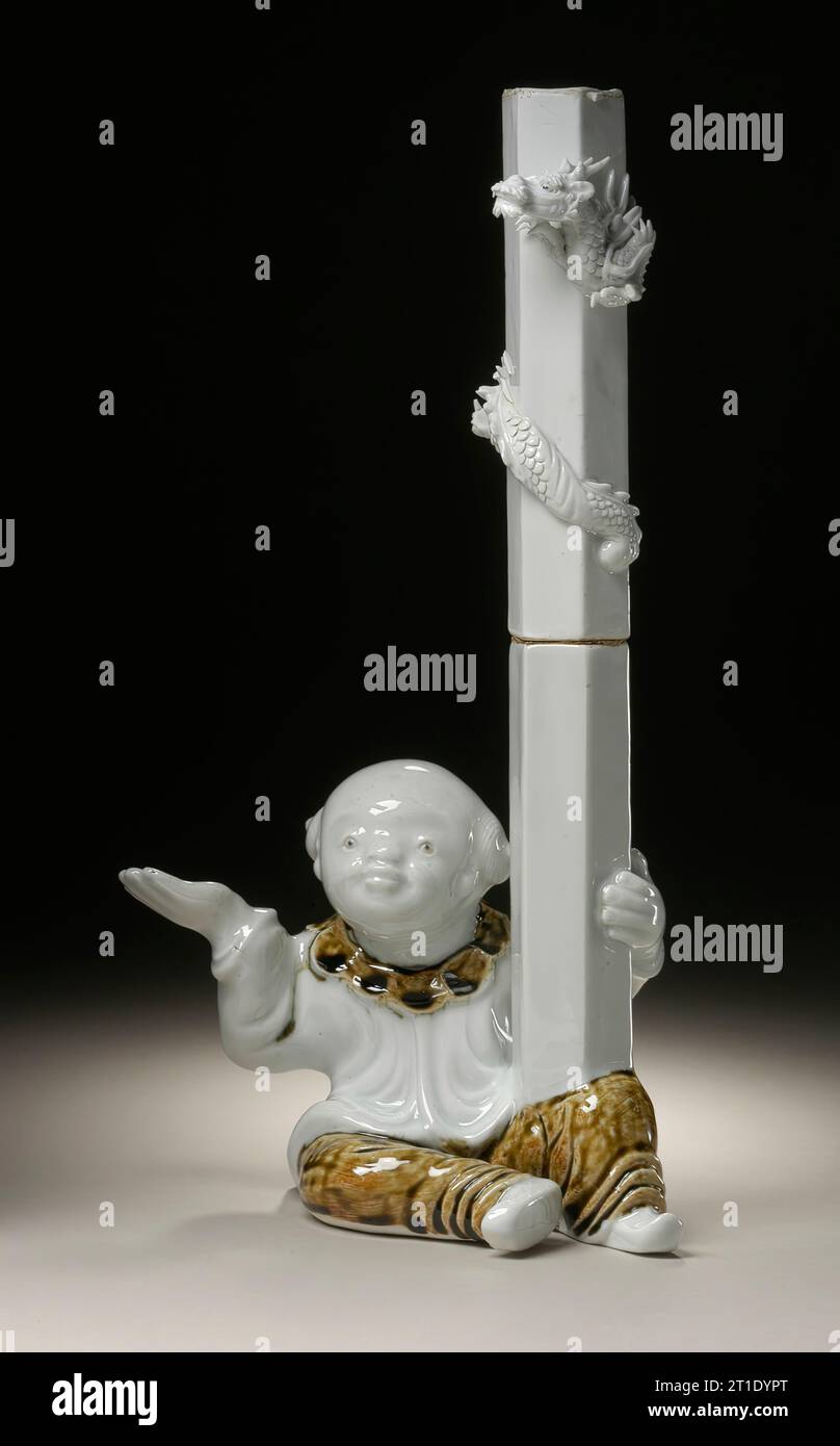 Chinese Boy (karako) Holding Candlestick with Raised Dragon, 19th ...