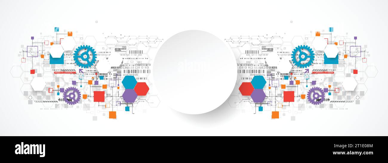 Abstract technology background with various technological elements ...