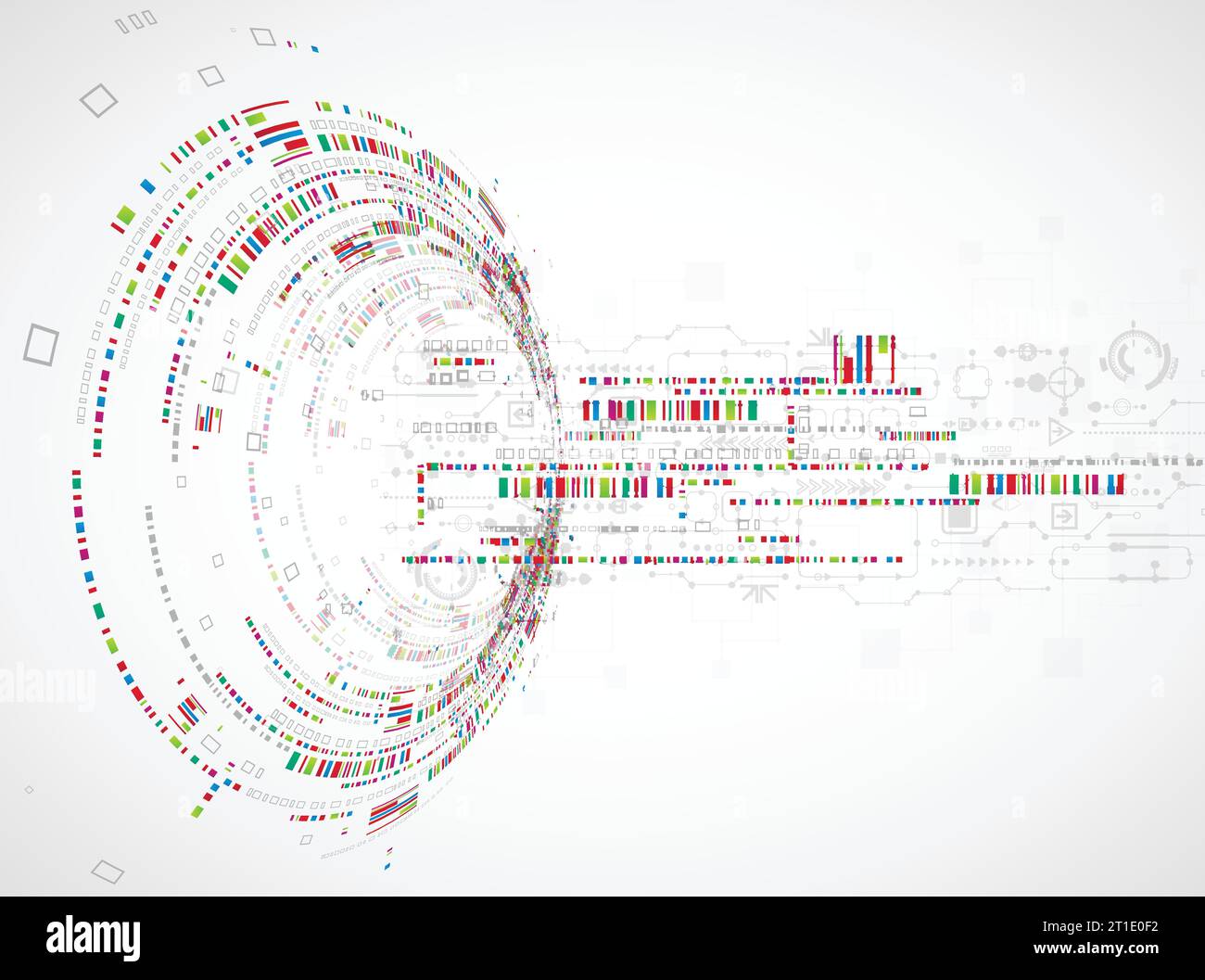 Abstract technological background with various technological elements ...