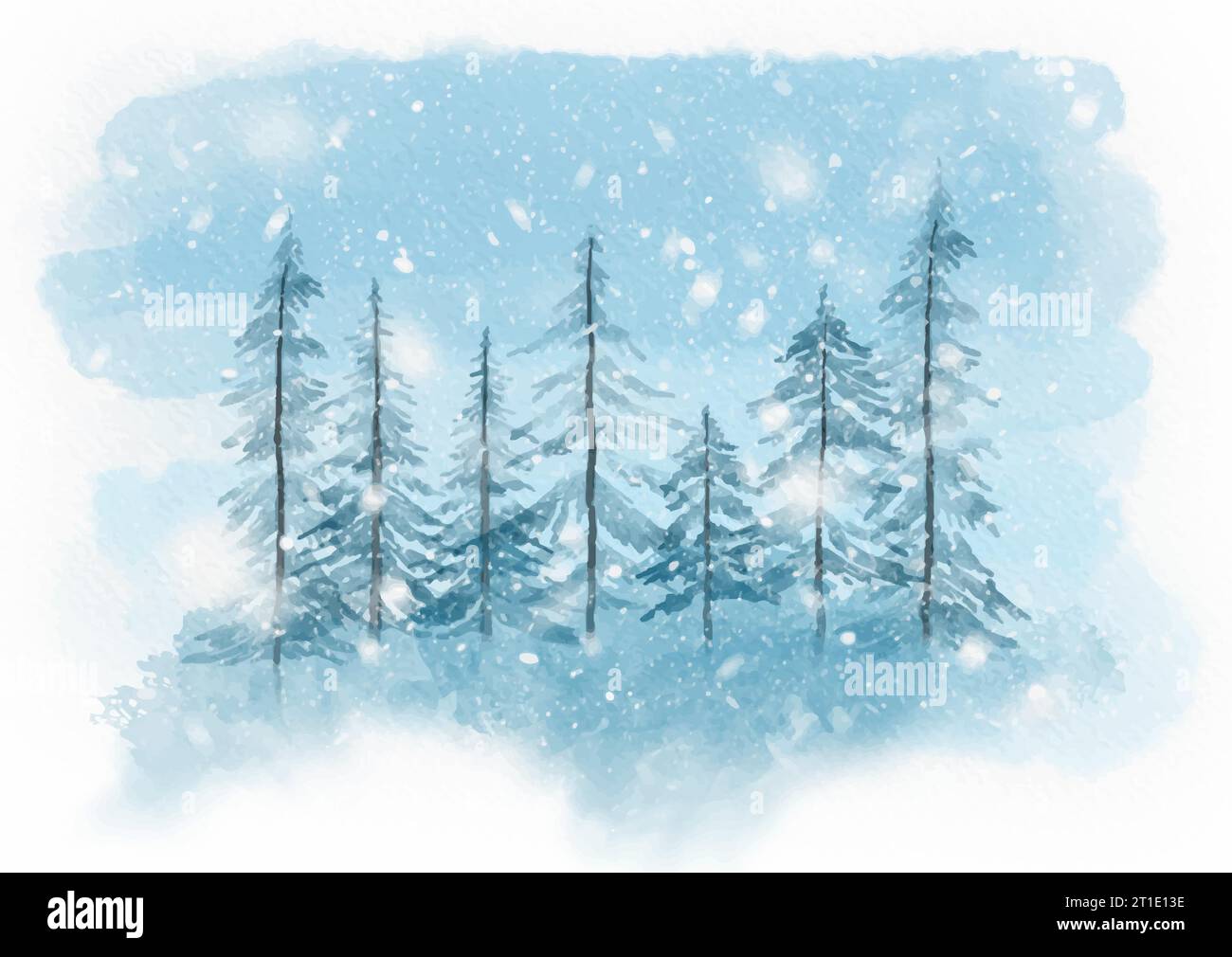 Hand painted watercolour winter snowy landscape design Stock Vector ...