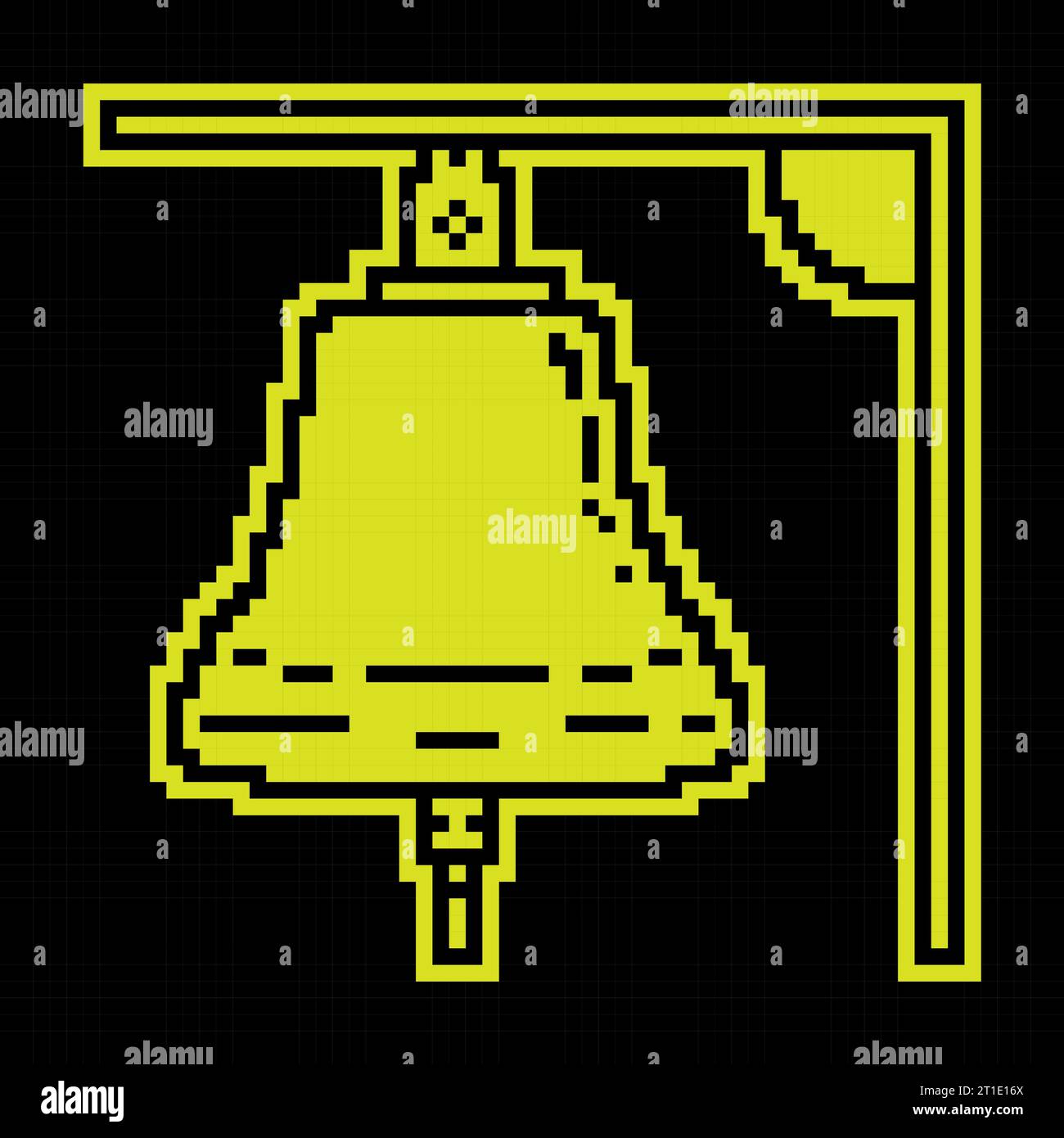 Ship bell on mount. Ringing bell on boat. Simple black and yellow ...