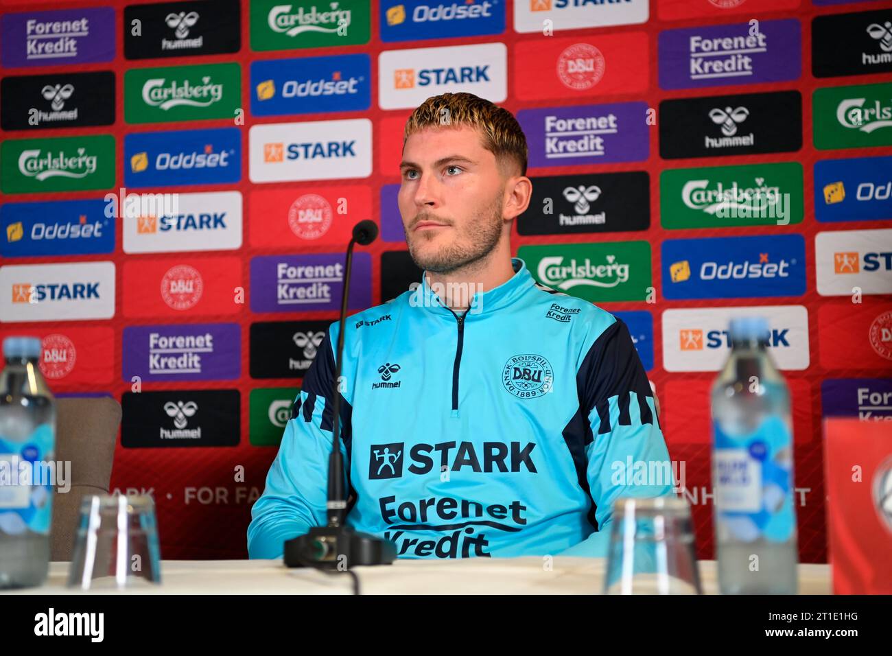 Denmark striker Jonas Wind attends a press conference of the Danish ...