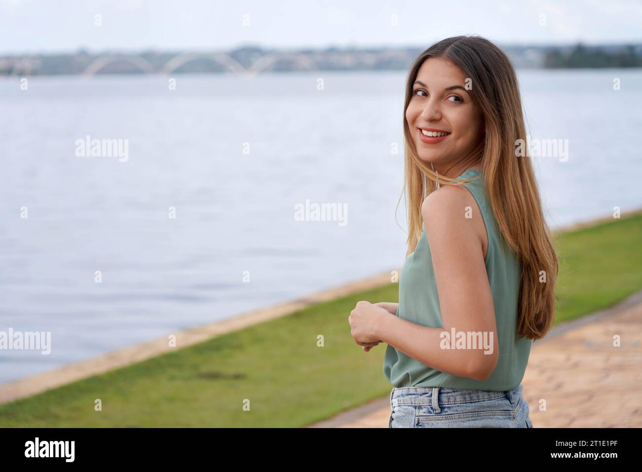 Brazilian girl turns around and relaxing in Brasilia, Brazil Stock ...