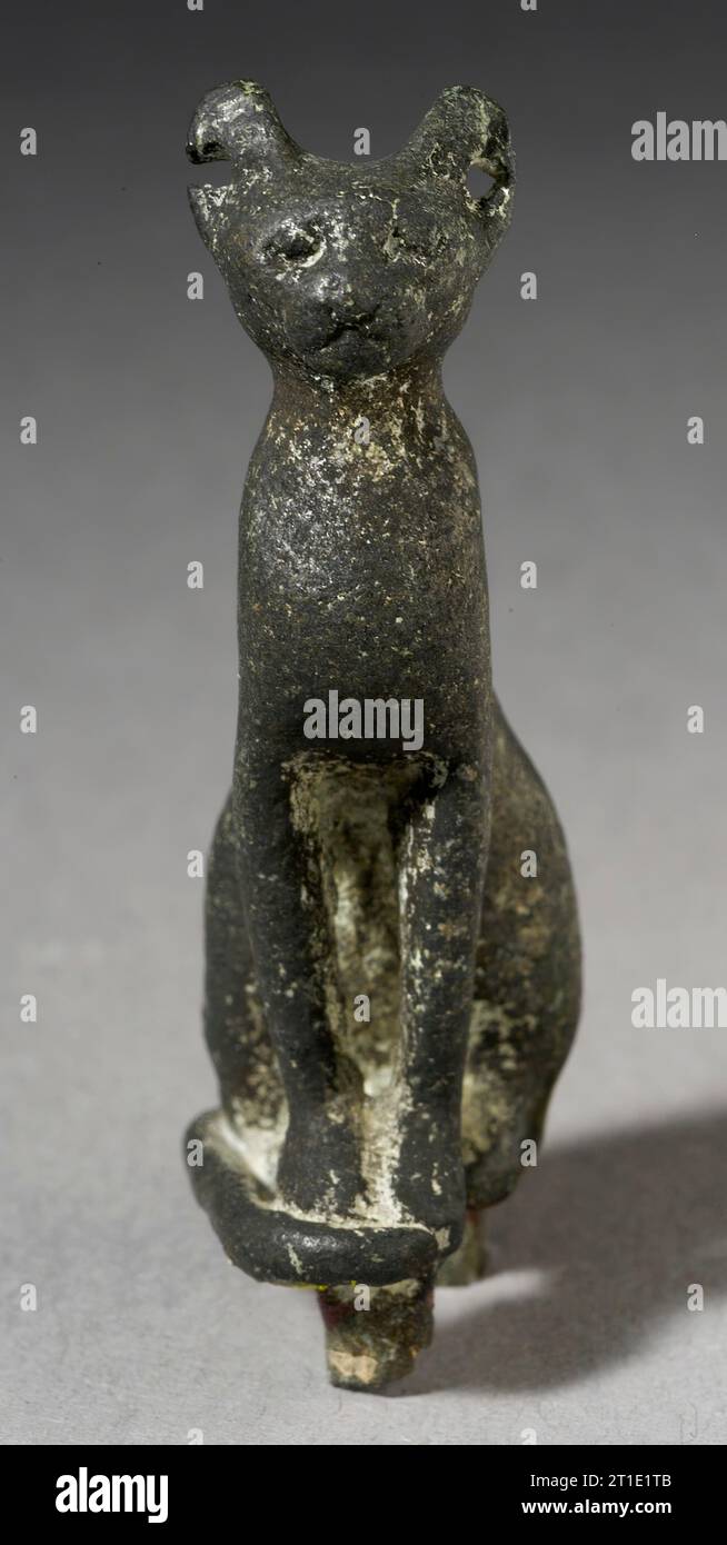 Upright Seated Cat Figurine, Late Period-Ptolemaic Period (711-30 BCE ...