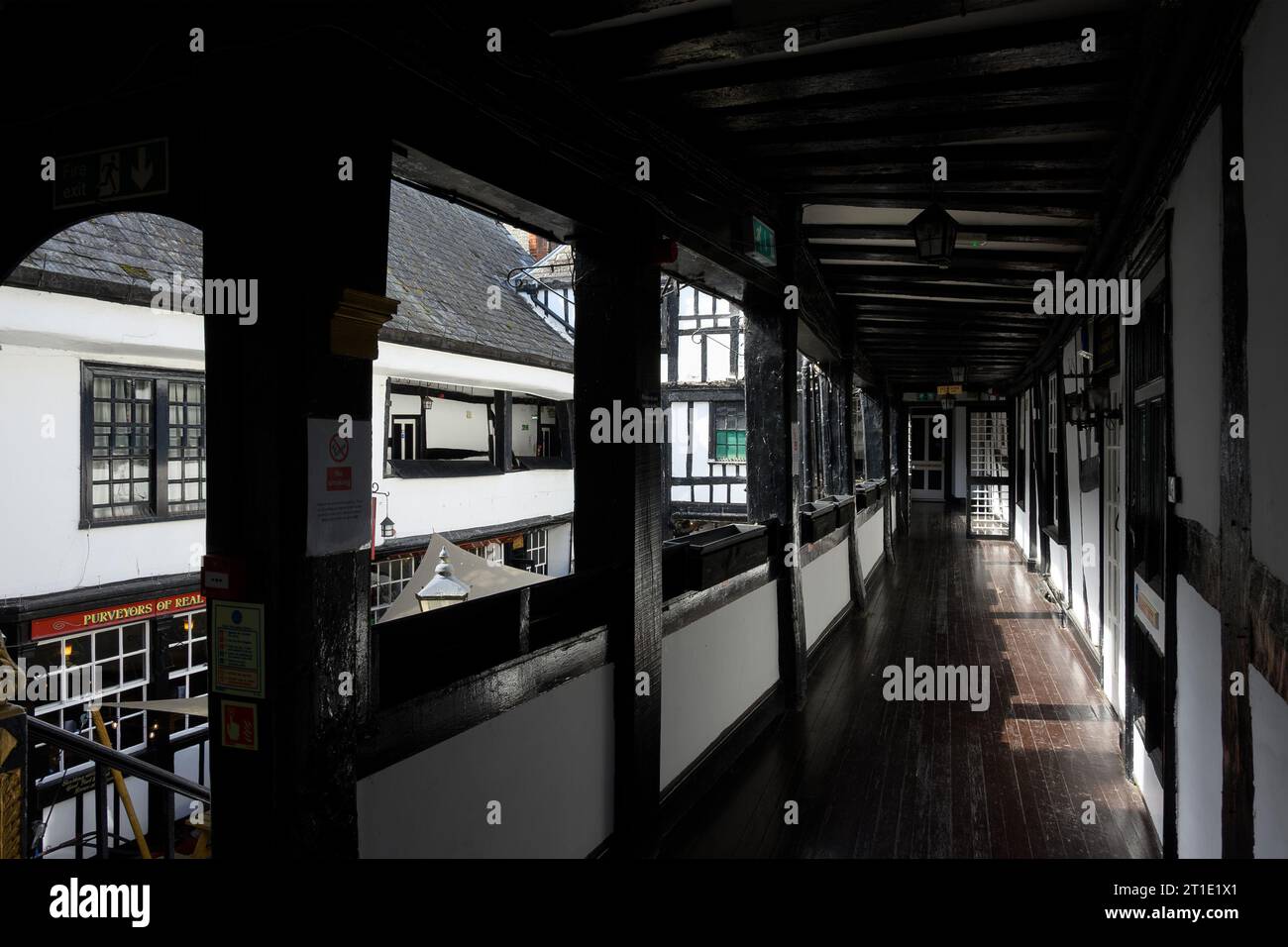 Oak frame with lathe and plaster rendered panels hi-res stock ...