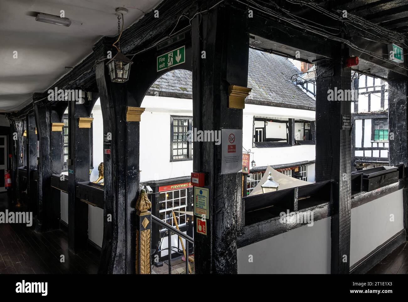 Oak frame with lathe and plaster rendered panels hi-res stock ...