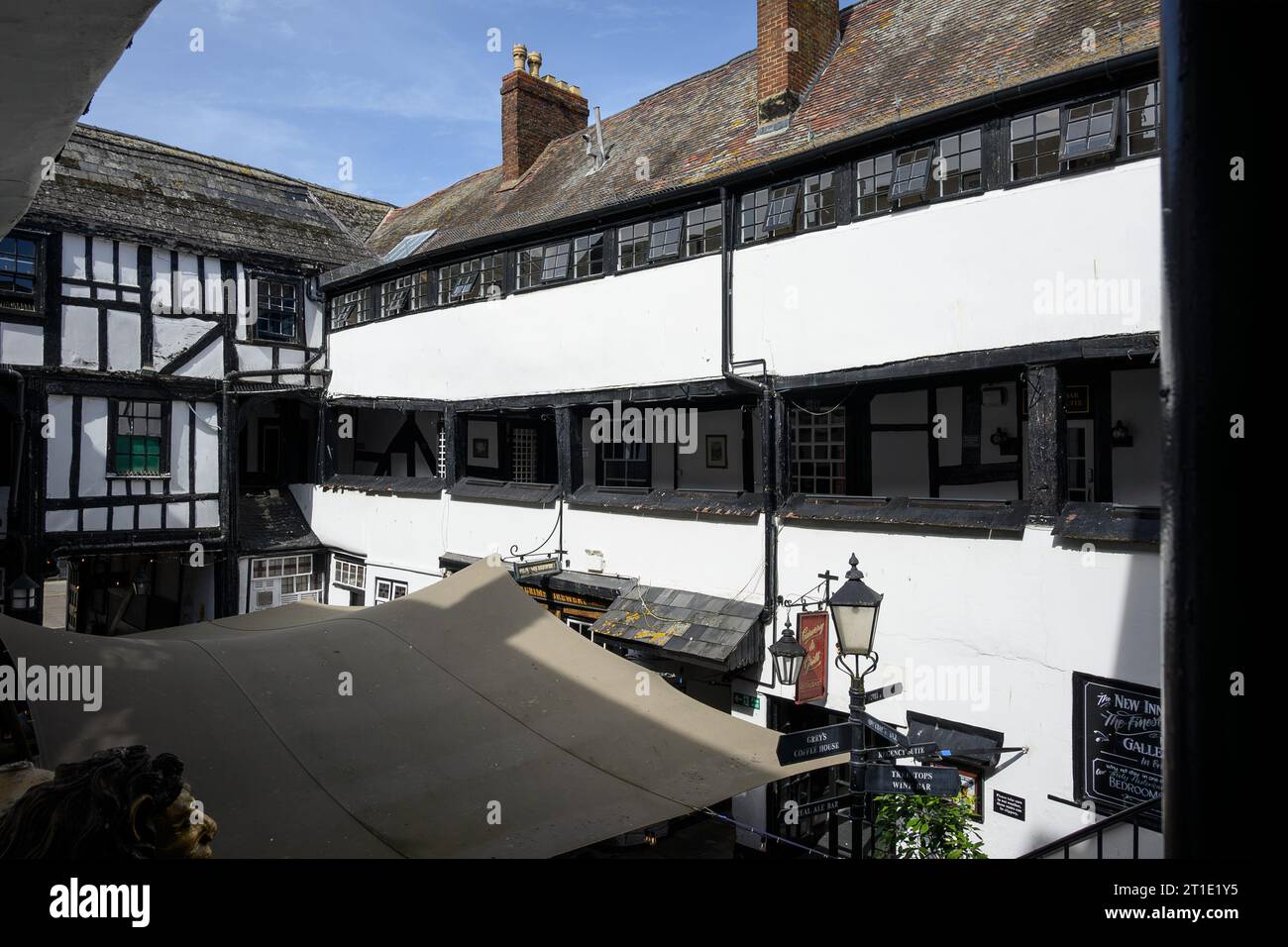 Oak frame with lathe and plaster rendered panels hi-res stock ...