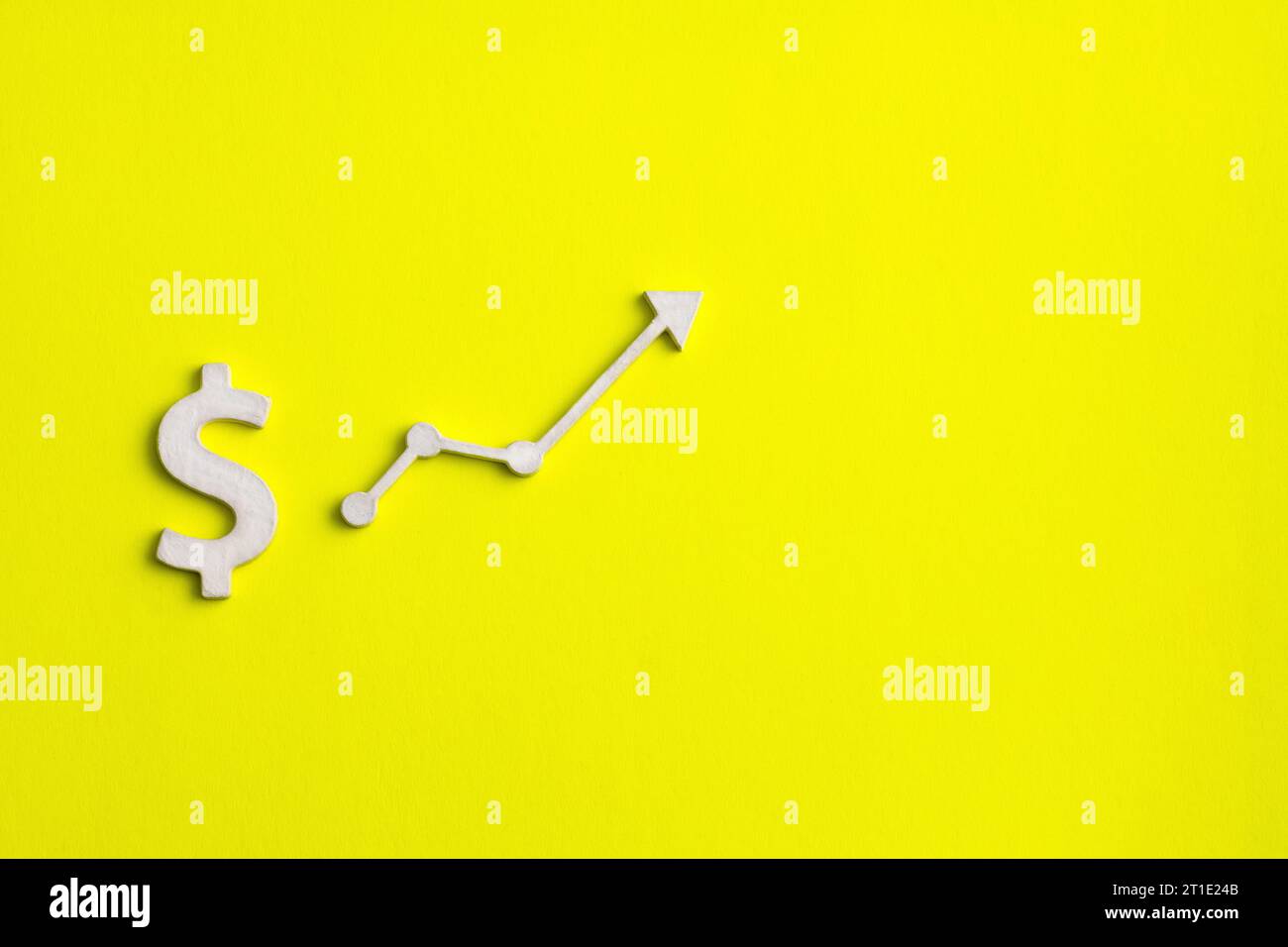 Increase in interest on value - Arrow and value icon on yellow ...