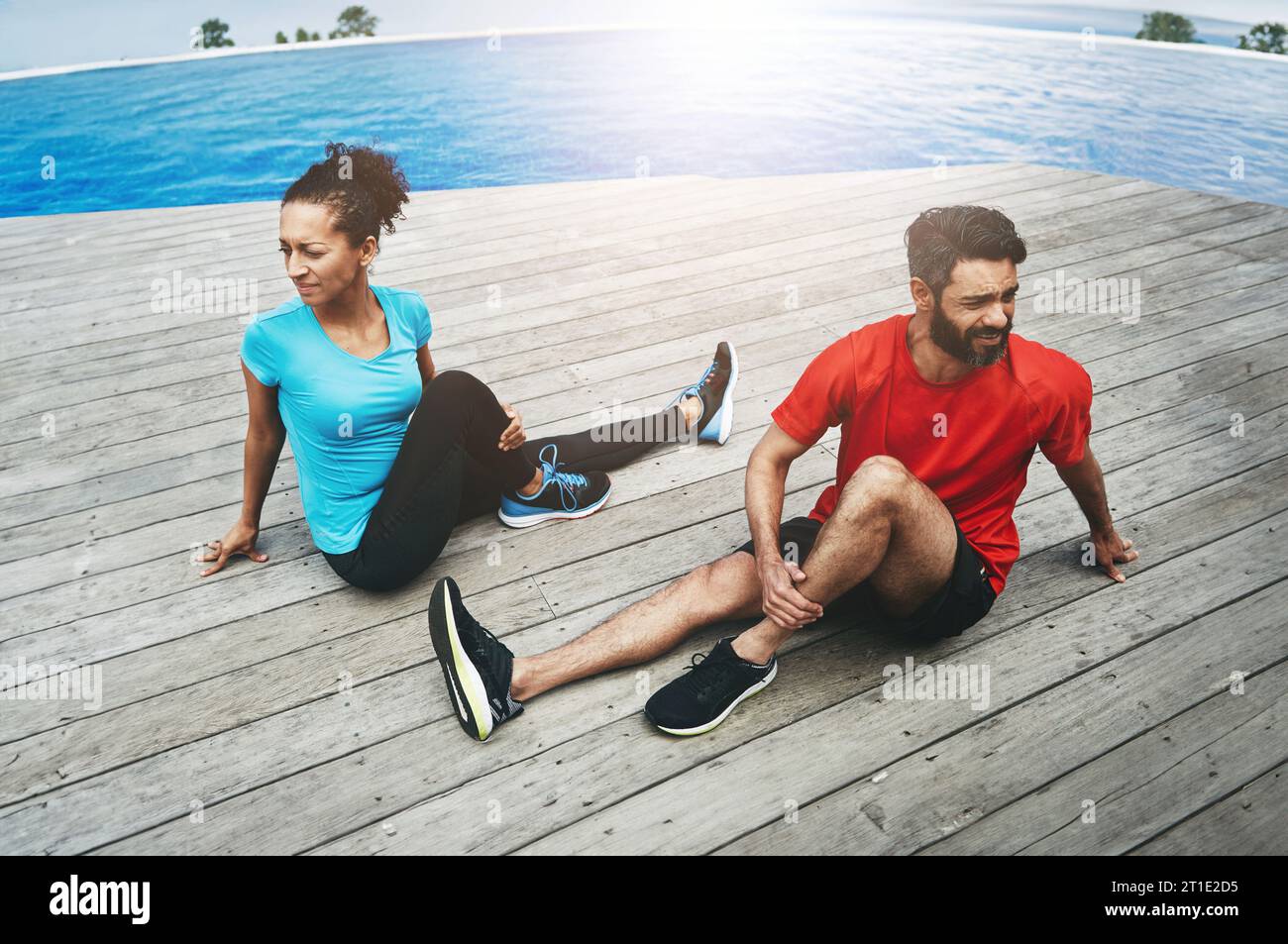 Woman pool exercises legs hi-res stock photography and images - Alamy