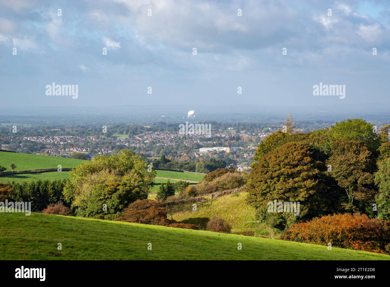 Jodrell Bank Radio Telescope seen from Teggs Nose country park near ...