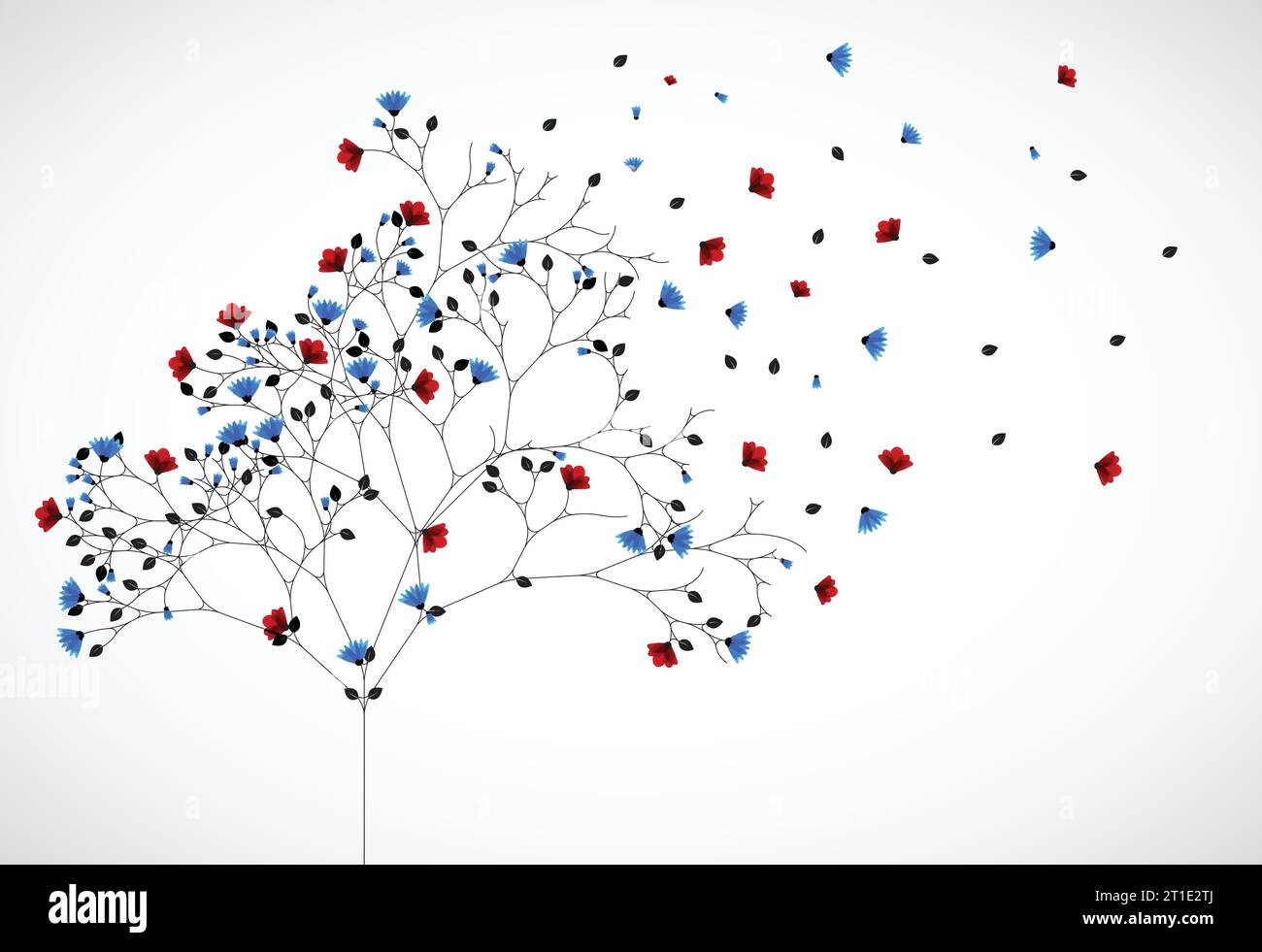 Abstract nature background with red and blue flowers. Vector Stock ...