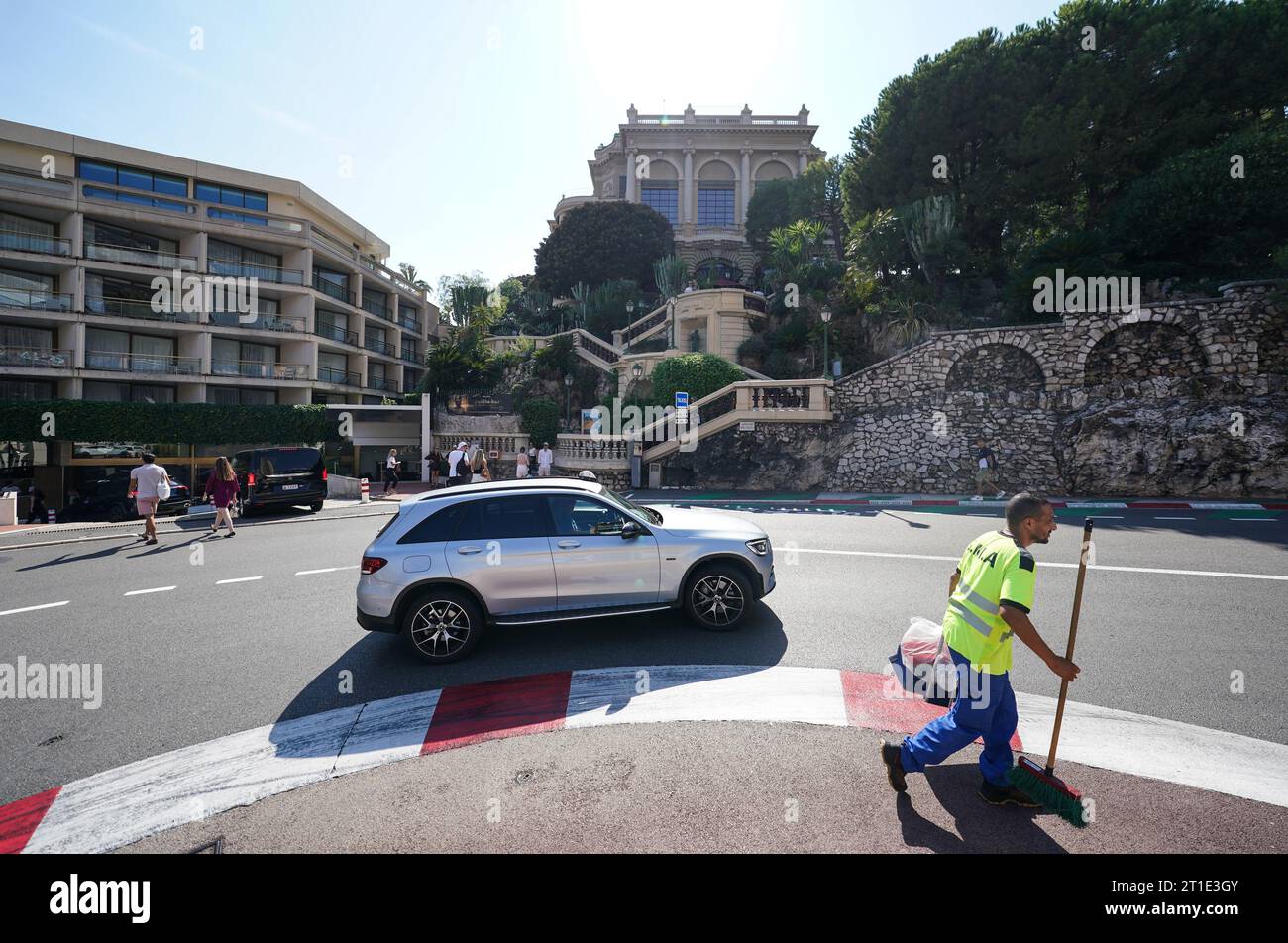 Traffic goes through the Tunnel on the Monaco Grand Prix circuit in it ...