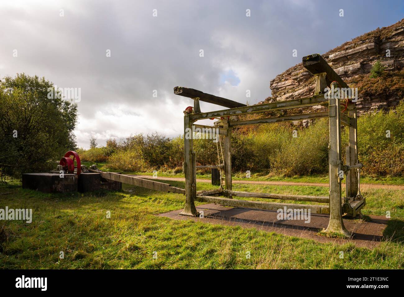 Old quarry machinery at Tegg's Nose country park near Macclesfield ...