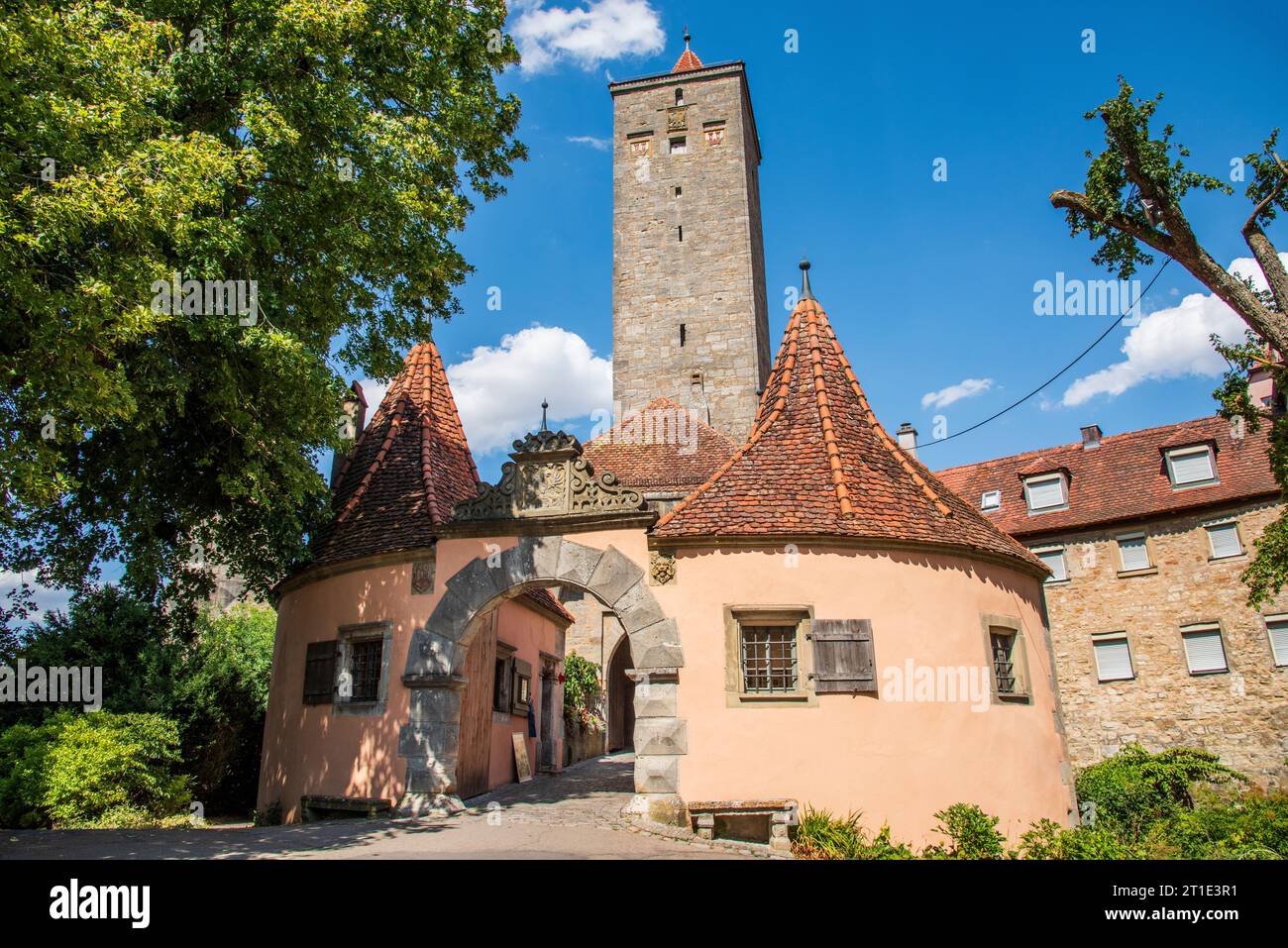 Castle gate in Rothenburg ob der Tauber, Middle Franconia, Bavaria ...