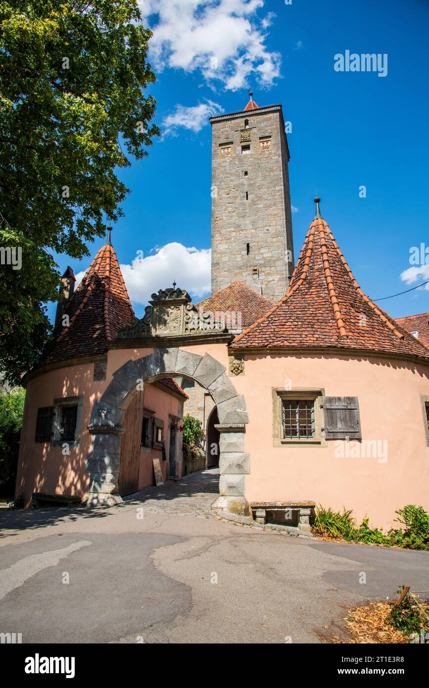 Castle gate in Rothenburg ob der Tauber, Middle Franconia, Bavaria ...