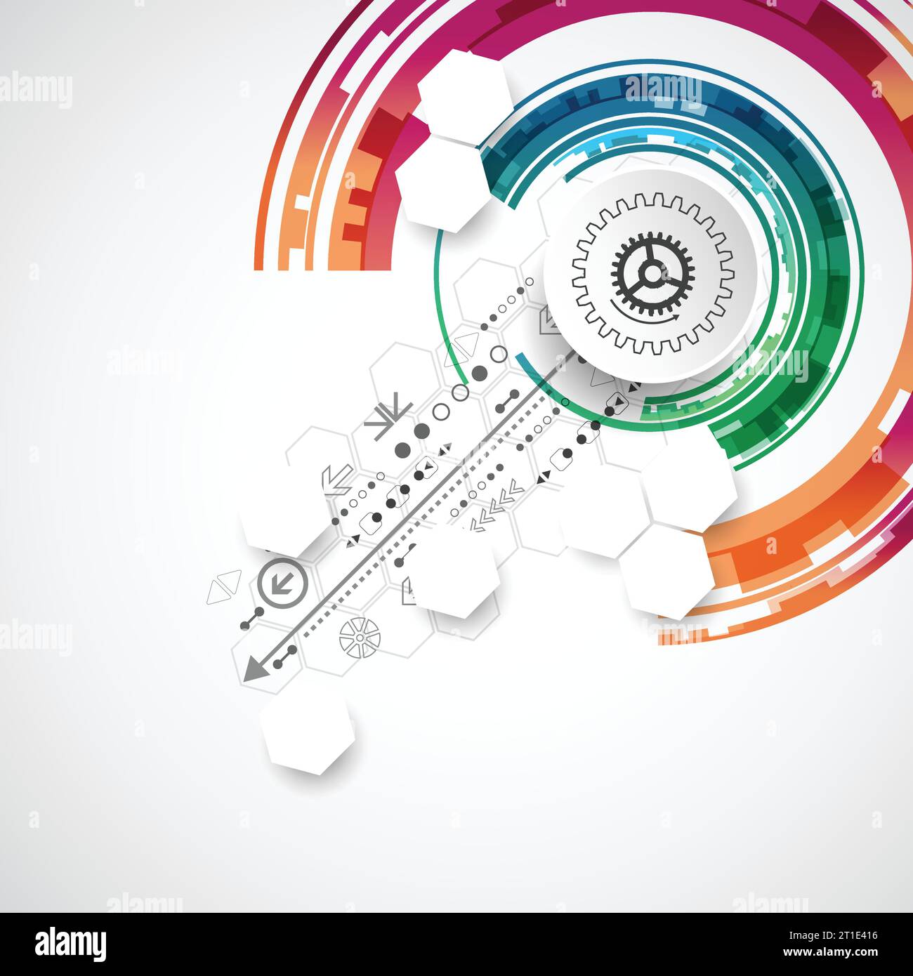 Abstract technological background with various elements. Circle theme ...