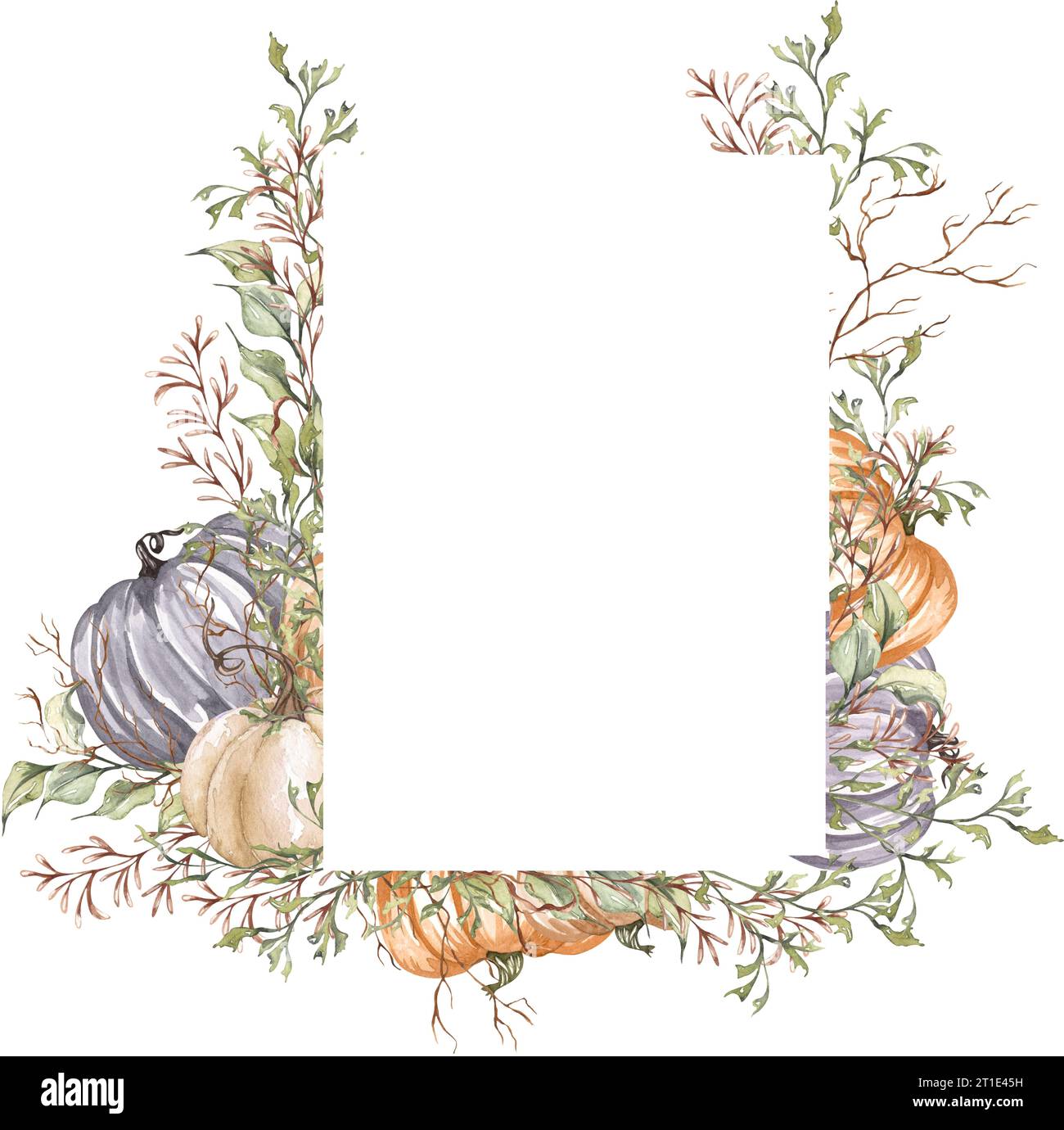 Watercolor forest frame. Woodland invitation template Illustration ...