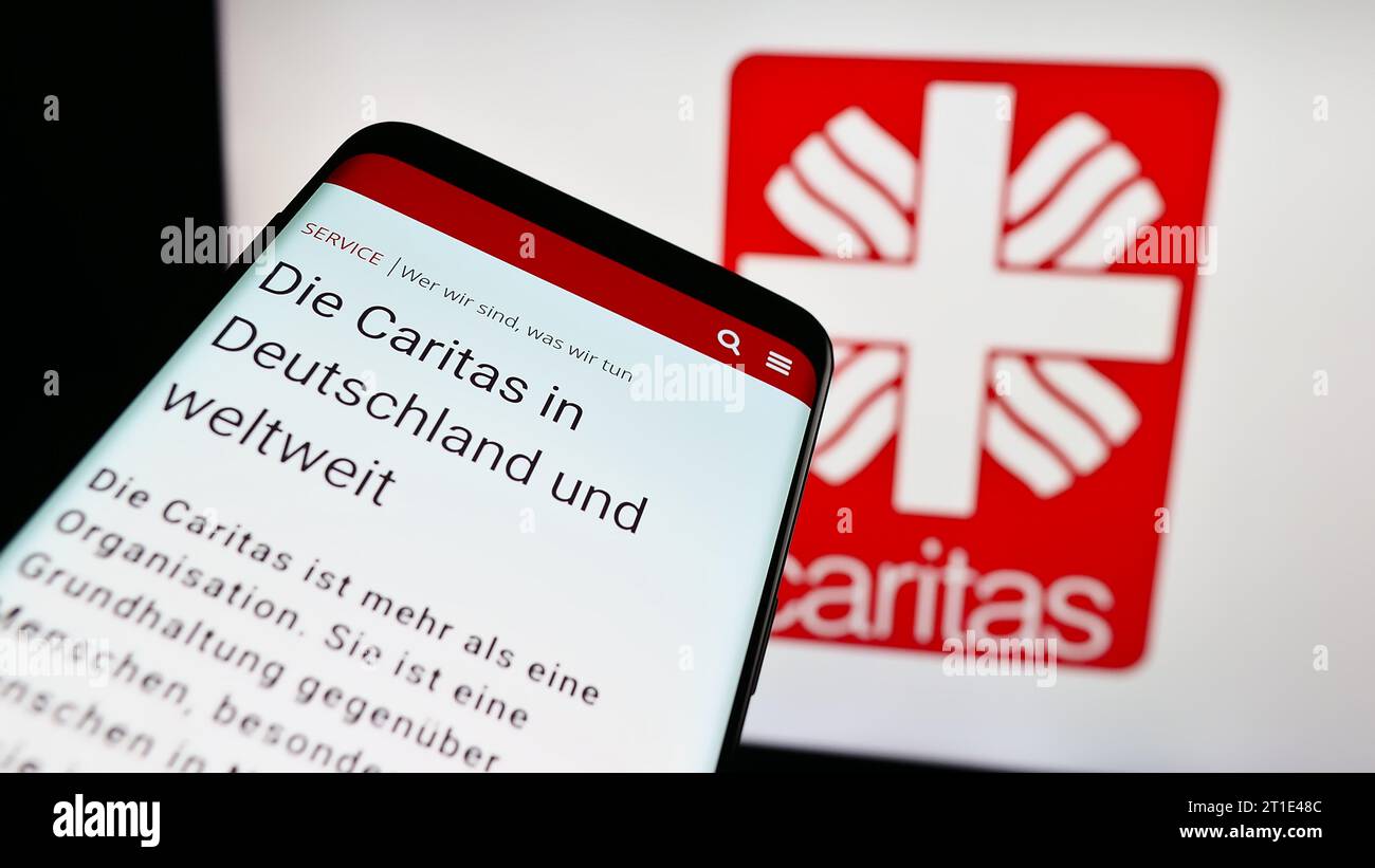 Mobile phone with website of German organization Deutscher ...