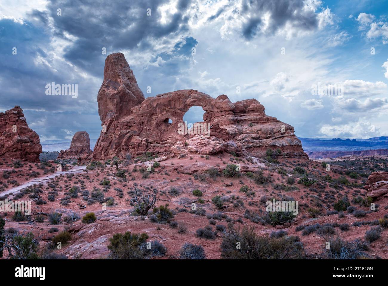 The windows trail and the Turret Arch in the Arche National Park, Utah ...