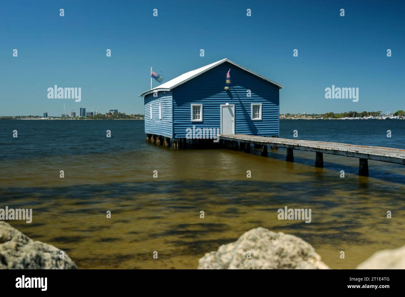 A view of the Crawley Edge Boatshed also known as the Blue Boat House ...