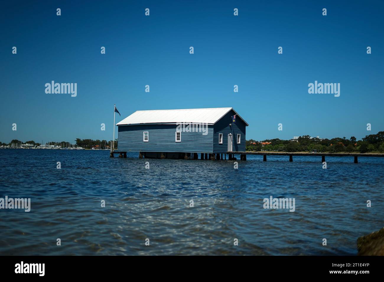 A view of the Crawley Edge Boatshed also known as the Blue Boat House ...