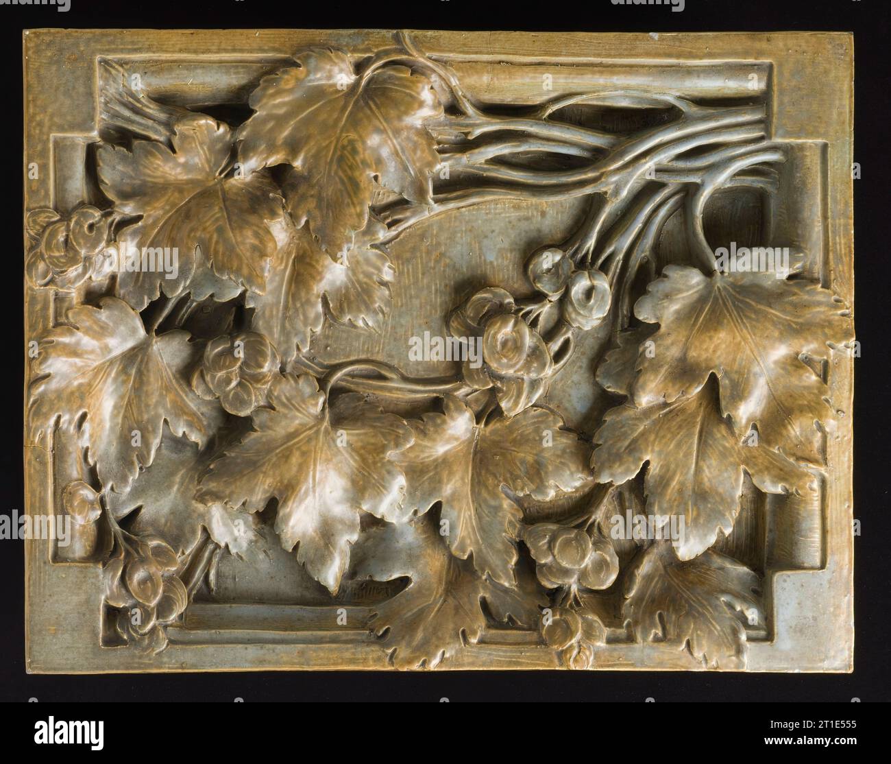 Relief with Vine Leaves and Grapes (image 1 of 3), 1900 Stock Photo - Alamy