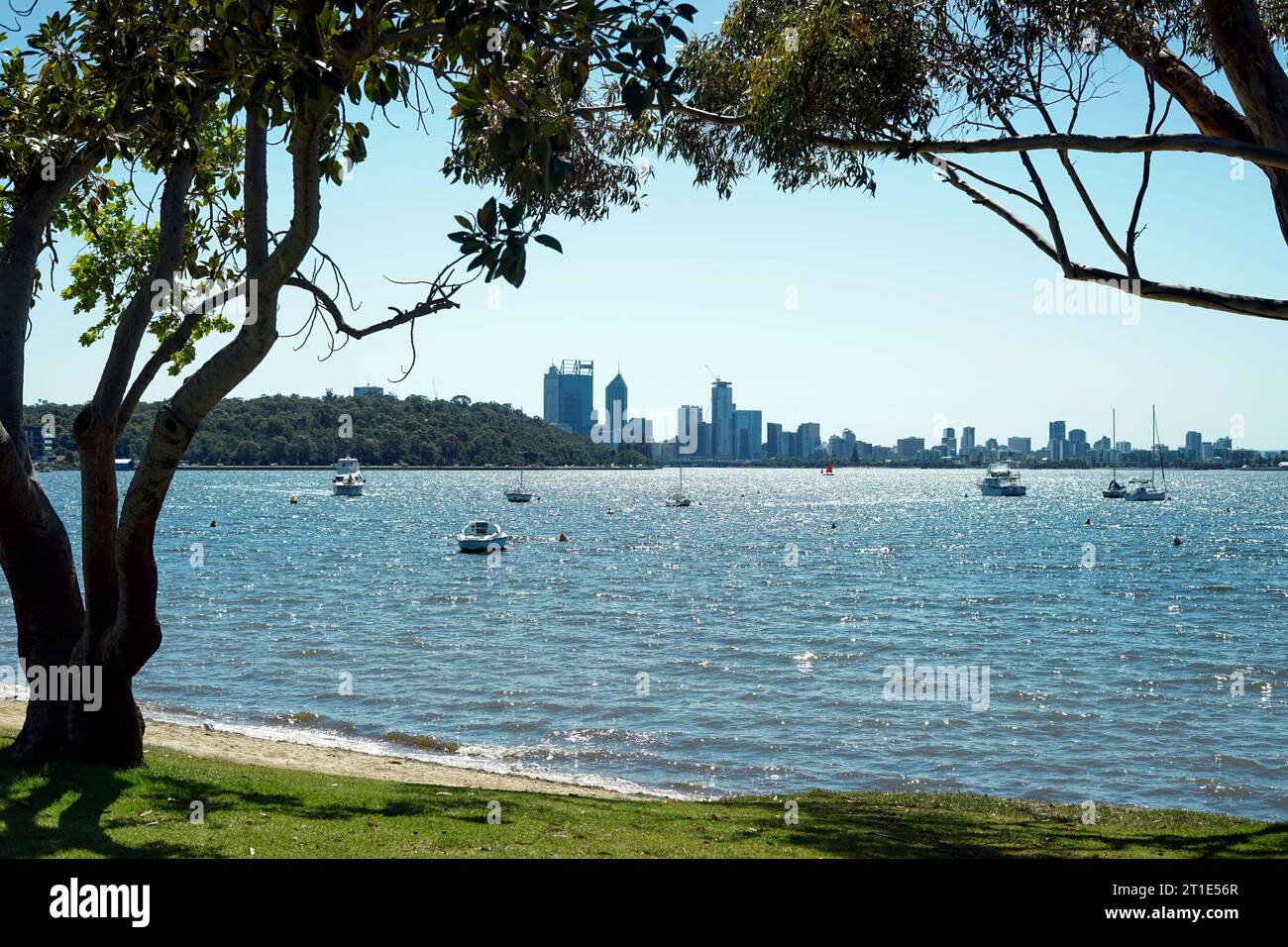 A view of the Swan River in Matilda Bay, Crawley, Perth, Western ...