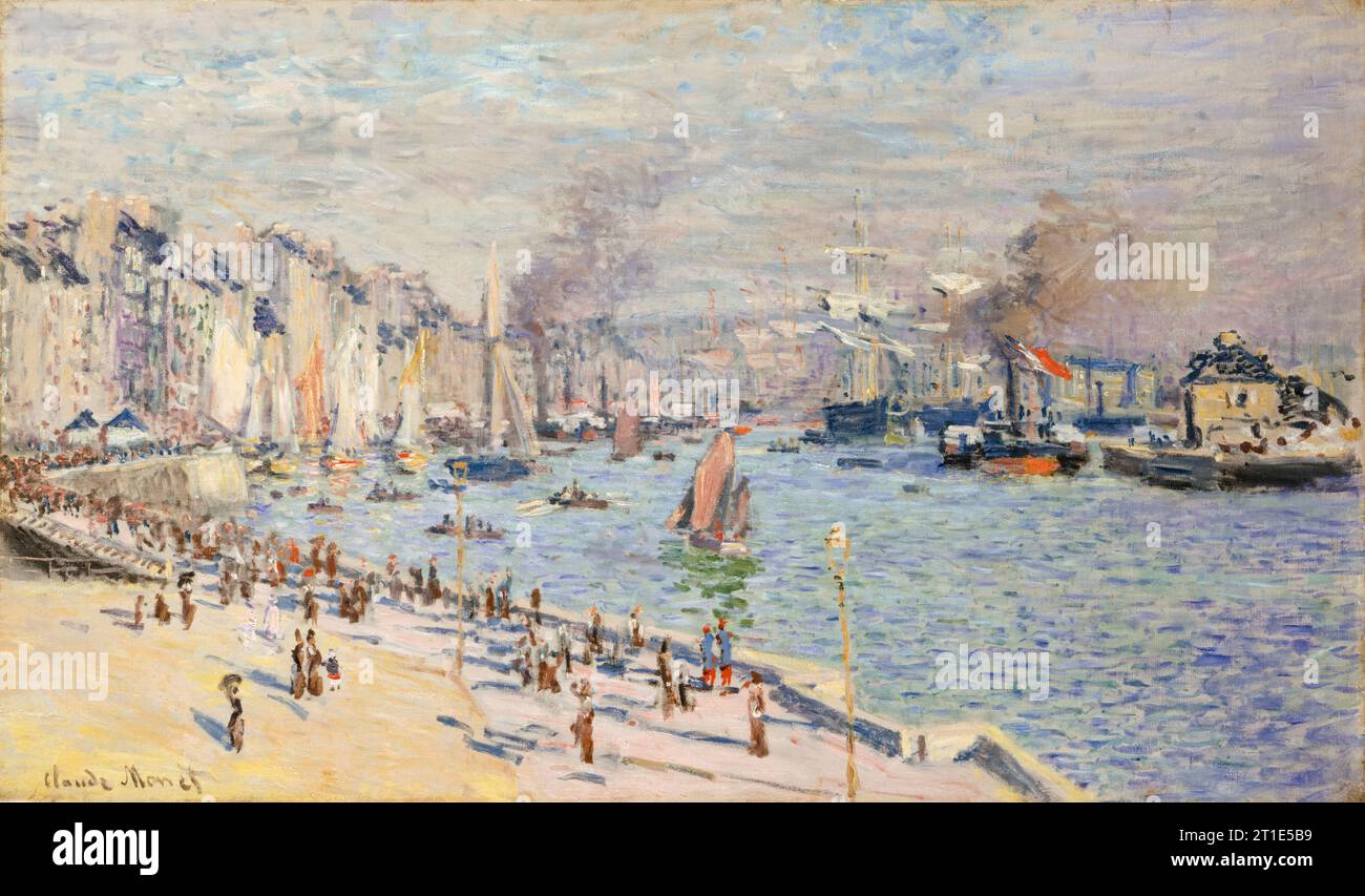 Claude Monet, Port of Le Havre, landscape painting in oil on canvas ...