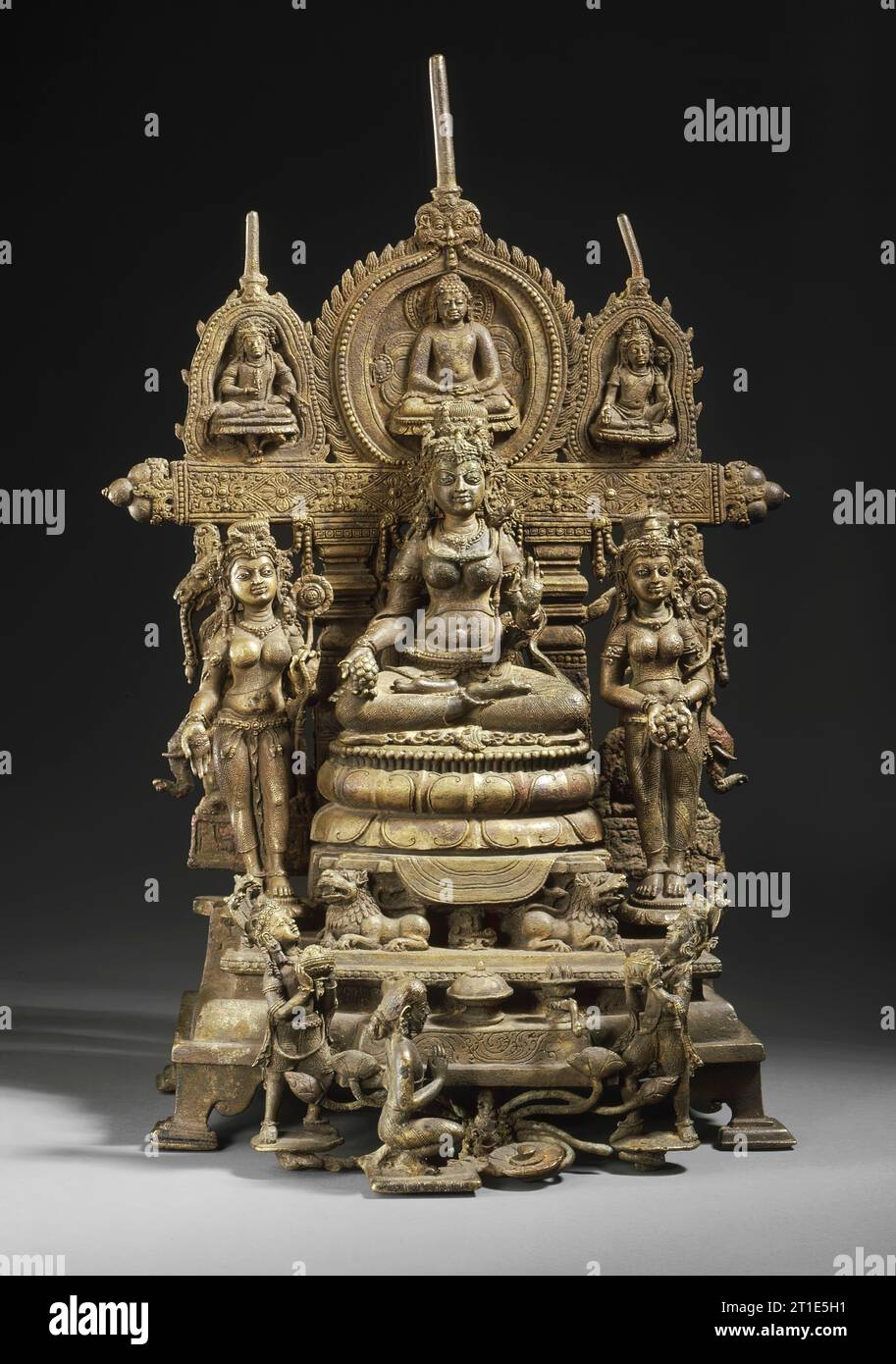 The Buddhist Goddess Shyama Tara (Green Tara) Attended by Sita Tara ...