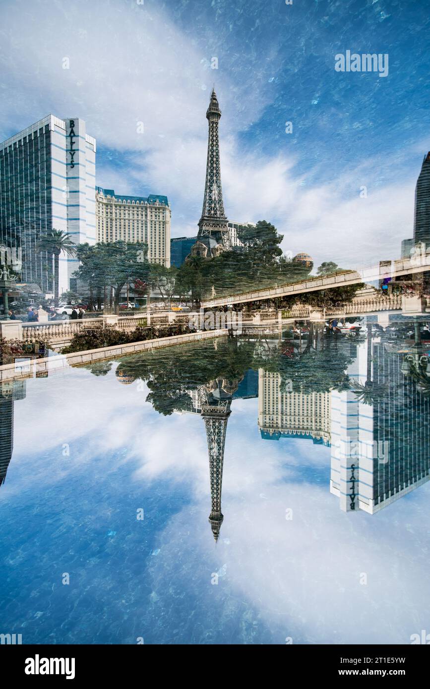 Small scale replica of the Eiffel tower on the Strip in Las Vegas Stock ...