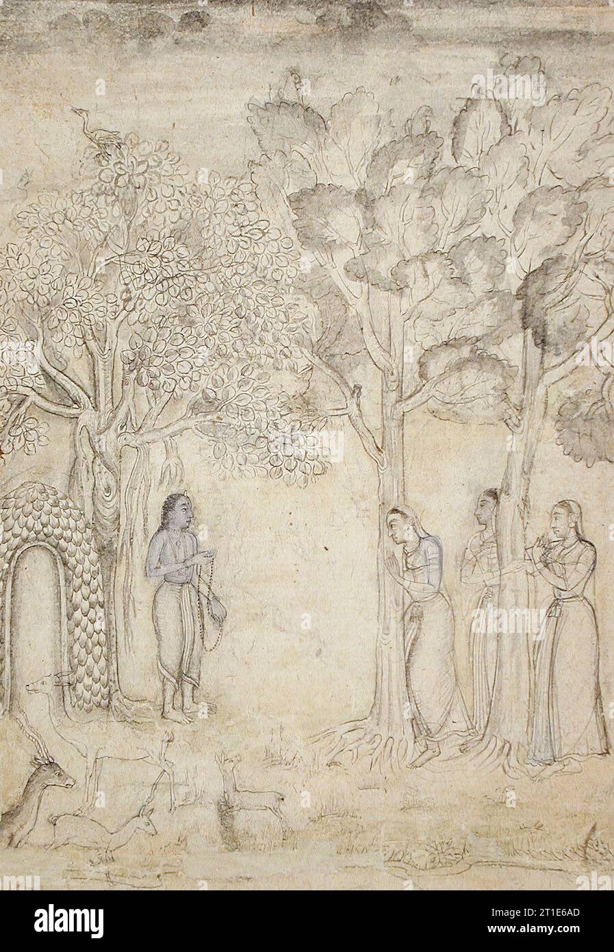 The Ascetic Rishyashringa at His Hermitage Visited by Women, between ...