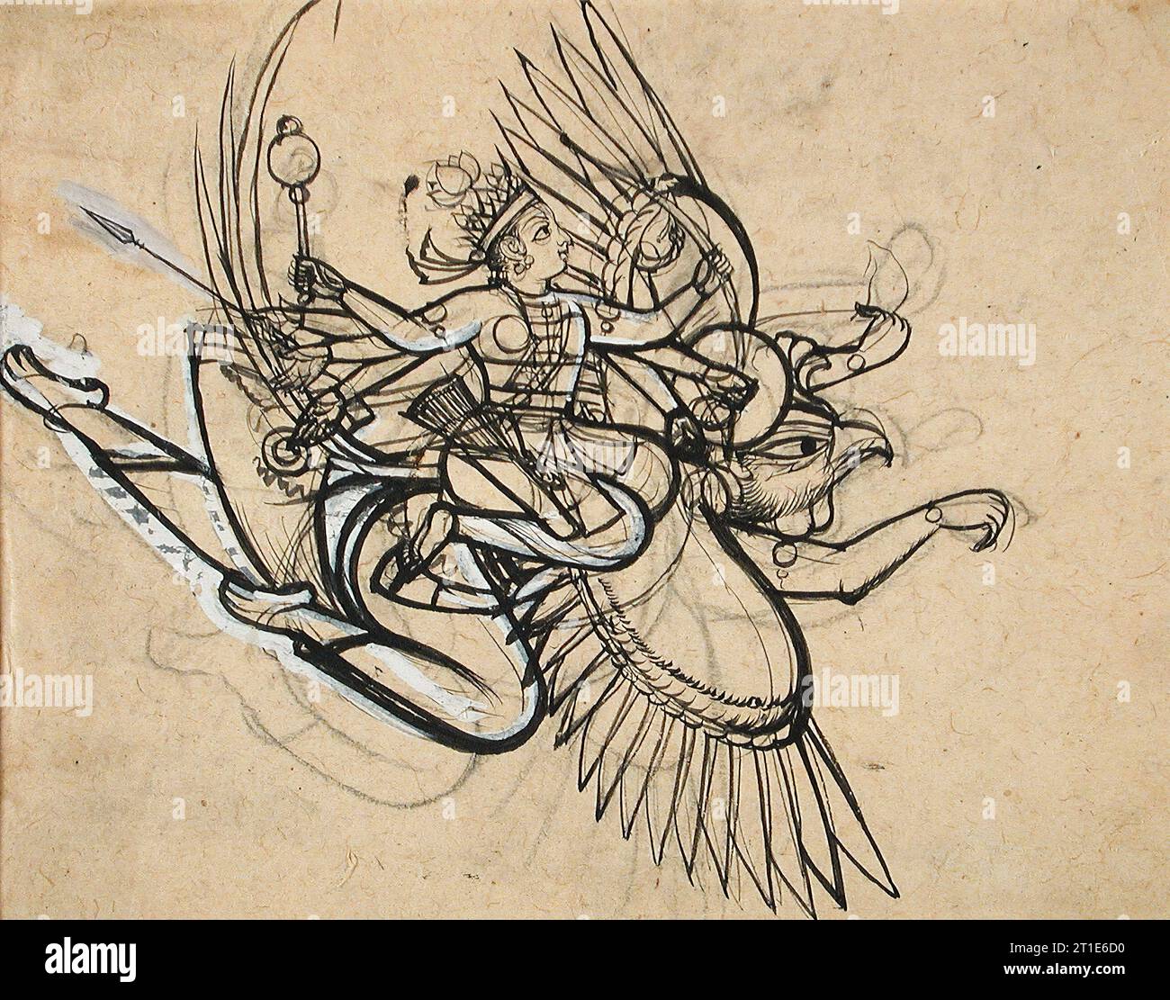The Hindu God Vishnu Riding on His Mount Garuda, between c1750 and ...