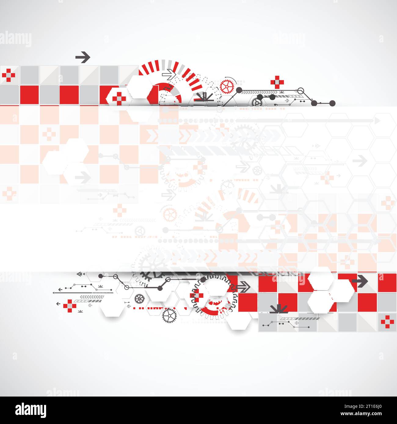Abstract technology background with red squares and elements. Vector ...