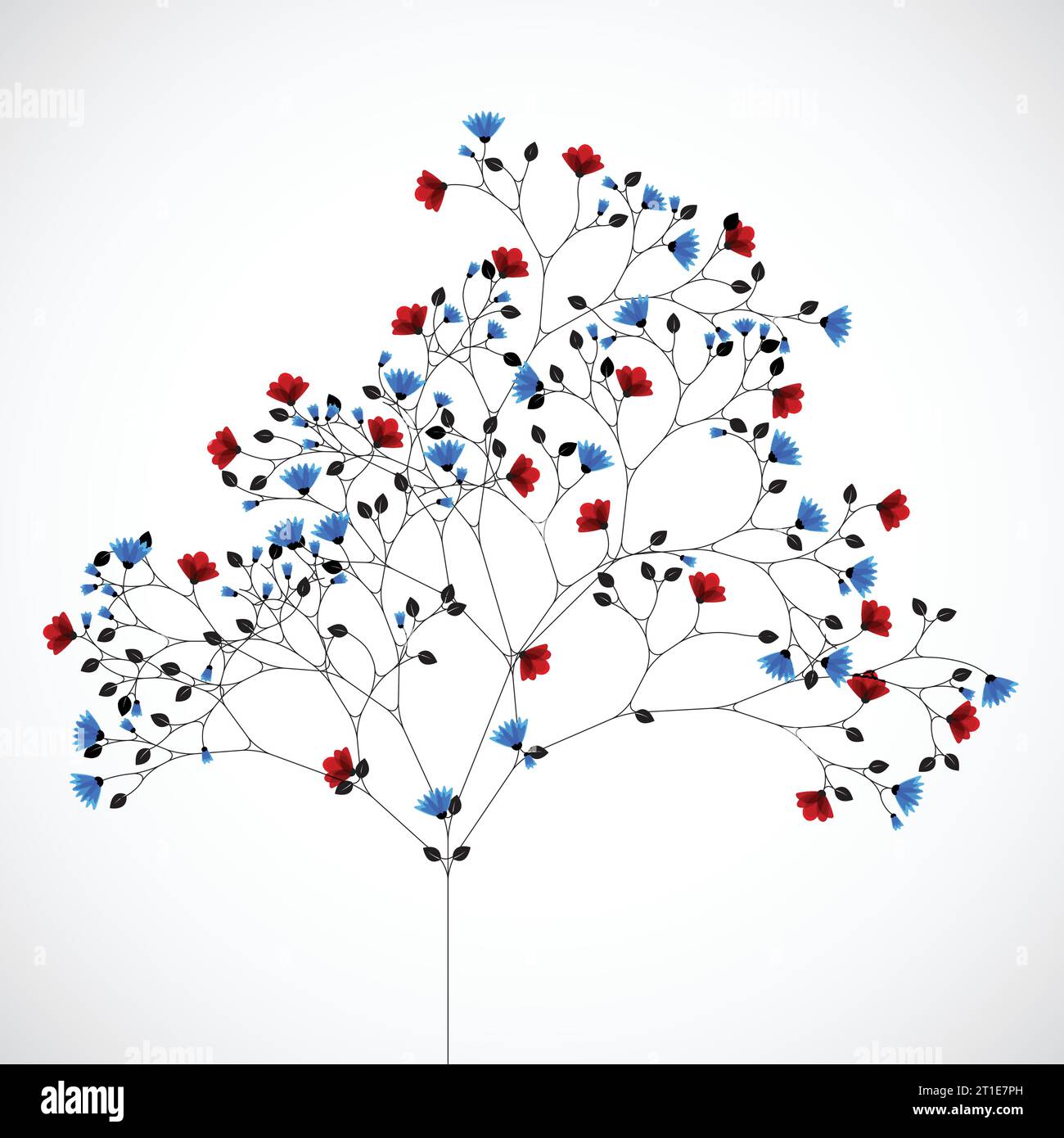 Abstract nature background with red and blue flowers. Vector Stock ...