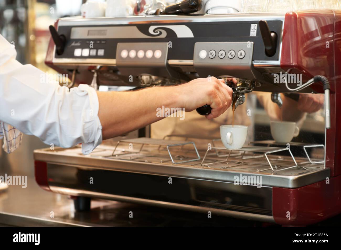 Closeup coffee shop employee serving hi-res stock photography and ...