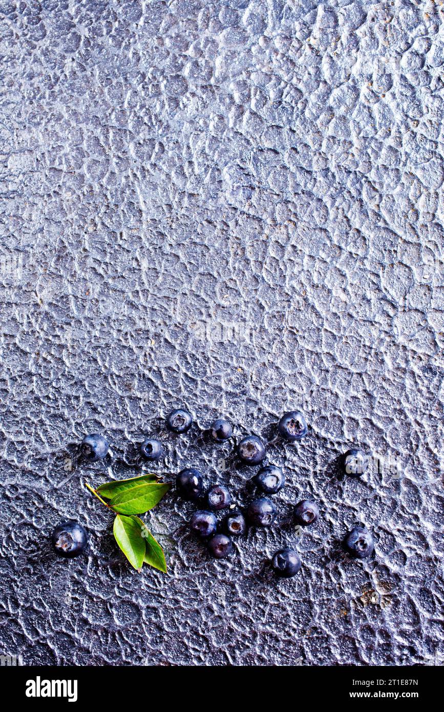 Freshly picked blueberries on stone table Stock Photo - Alamy
