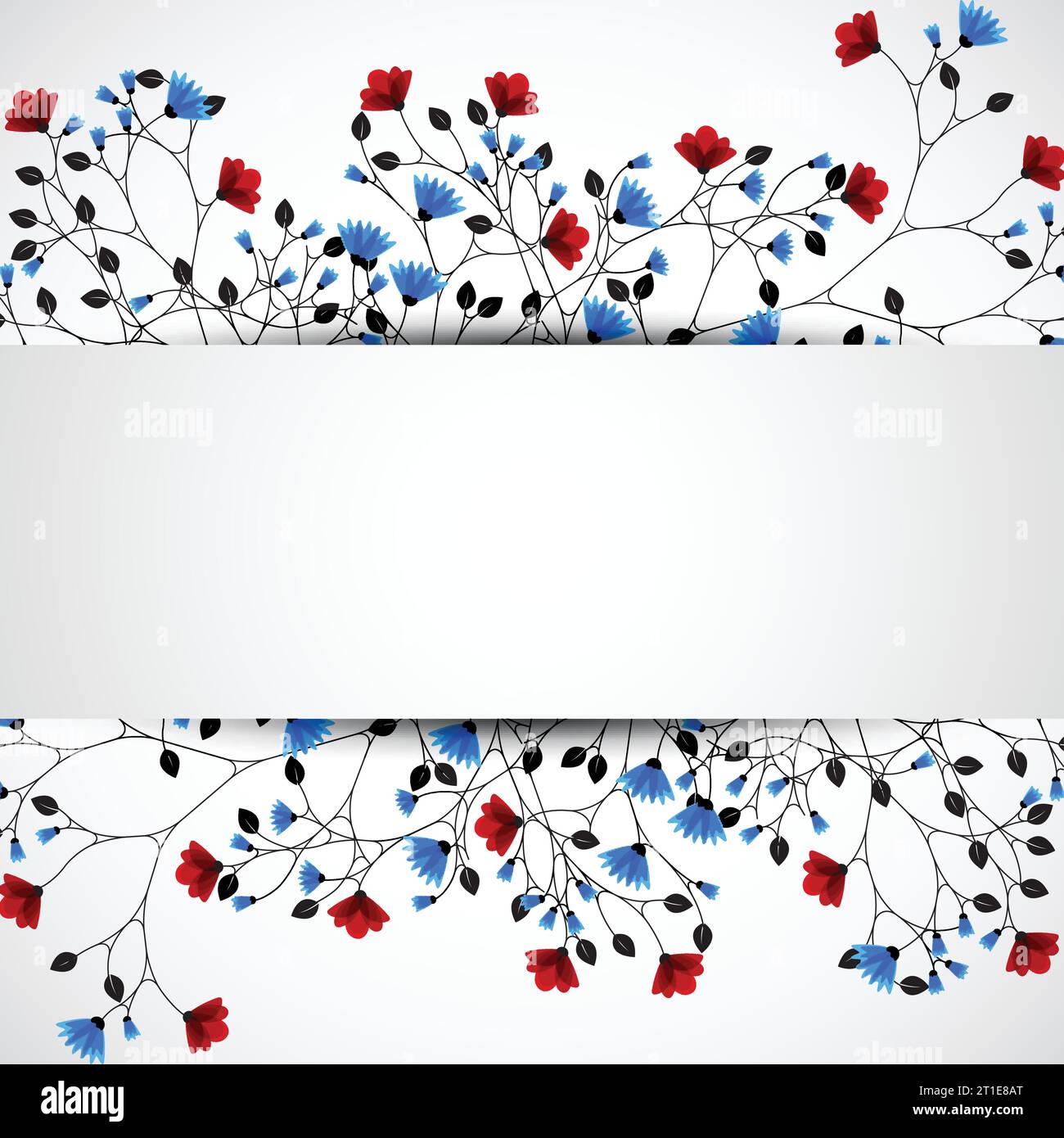 Abstract nature background with red and blue flowers. Vector Stock ...