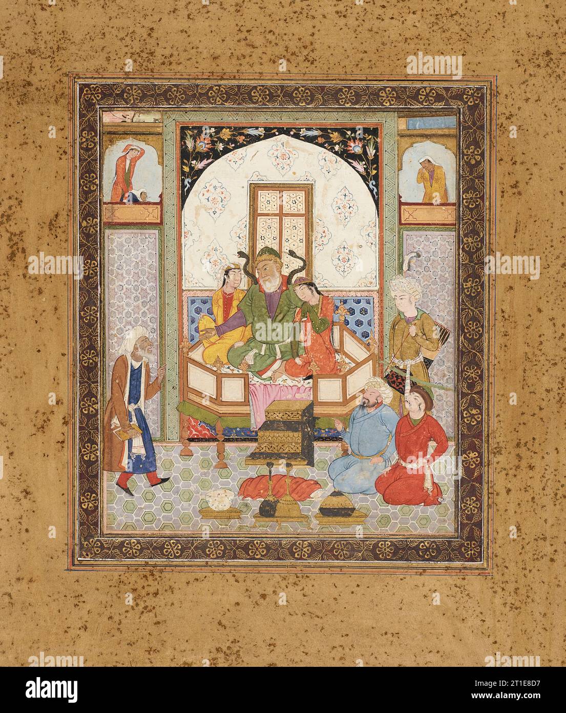 Zahhak enthroned with the two daughters of jamshid hi-res stock ...