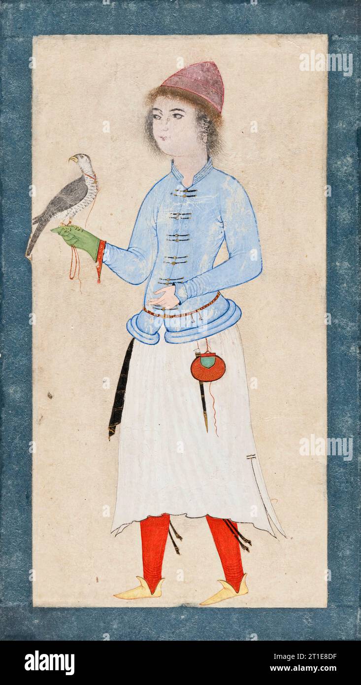 Portrait of a Falconer Holding a Hawk on Gloved Right Hand (image 2 of ...