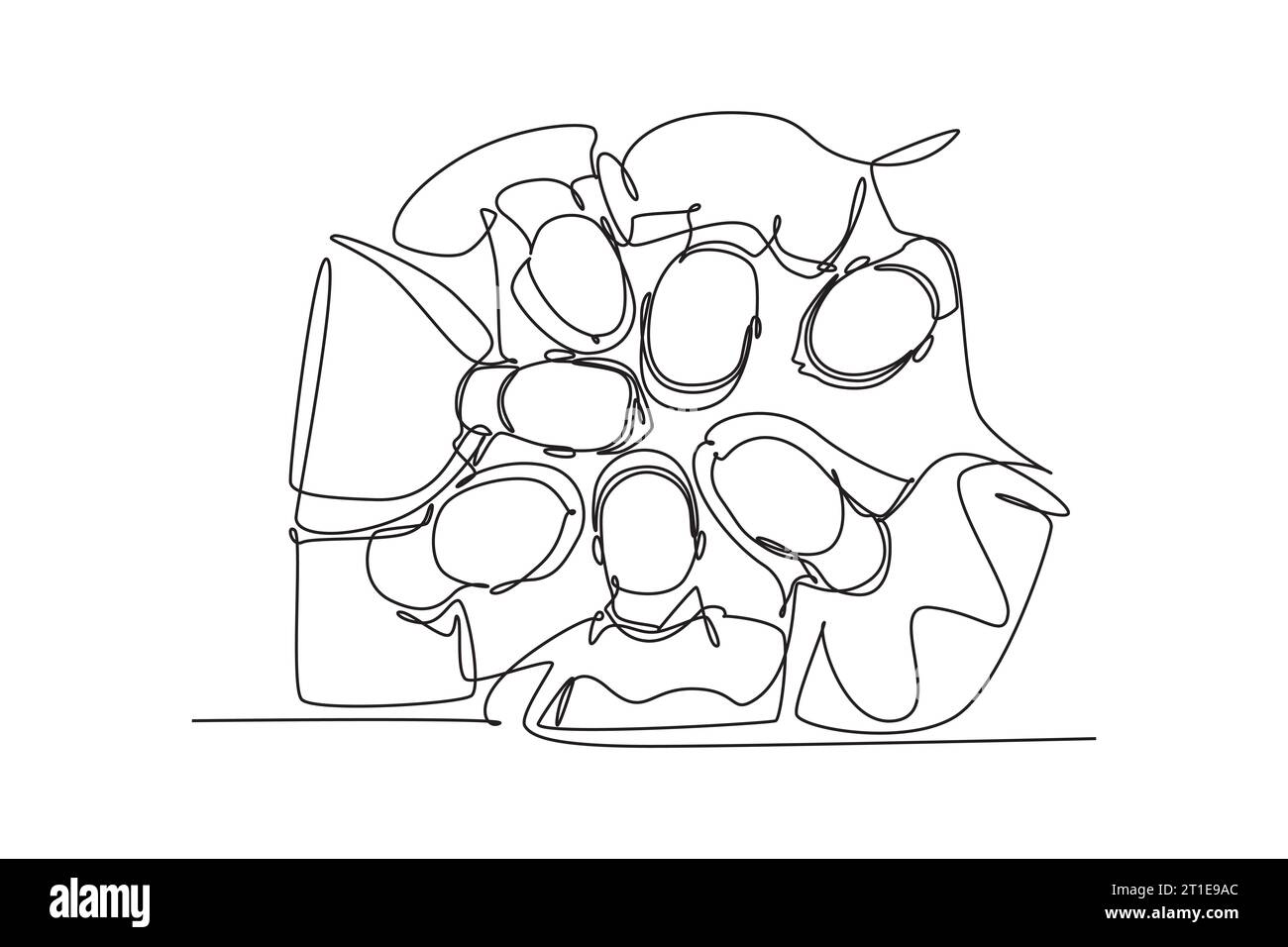 Continuous one line drawing group of businessman and businesswoman ...