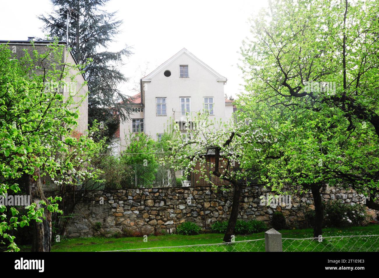 Stone Wall Around A Garden As Demarcation From Public Space Stone Wall ...