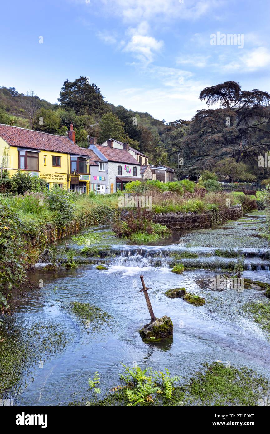Cheddar Yeo Sword in the River Cheddar Yeo at Cheddar village, Somerset ...