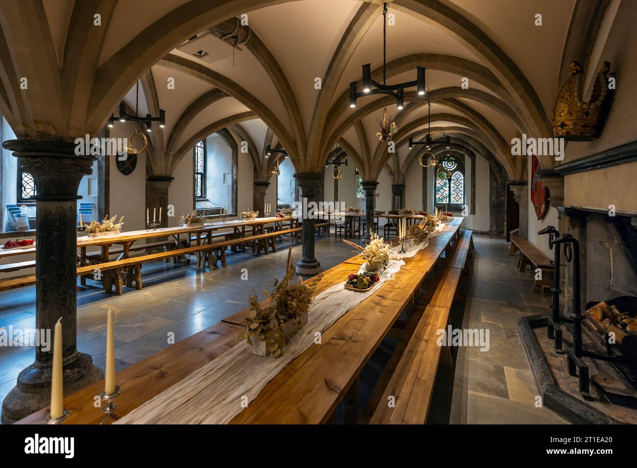 Medieval Undercroft at The Bishop's Palace, Wells, Somerset, England ...