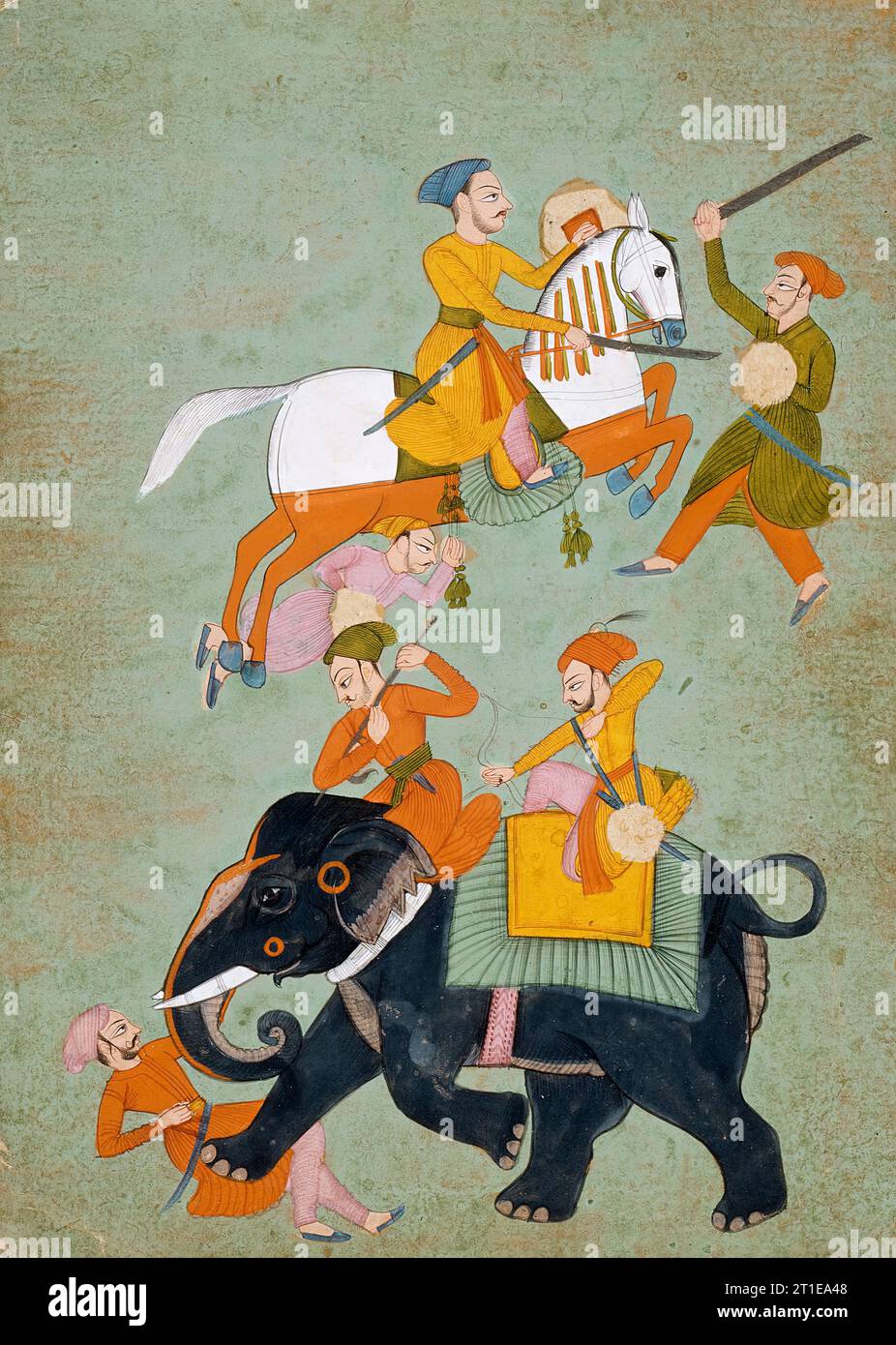 Battle Scene with Elephant, 18th-early 19th century Stock Photo - Alamy