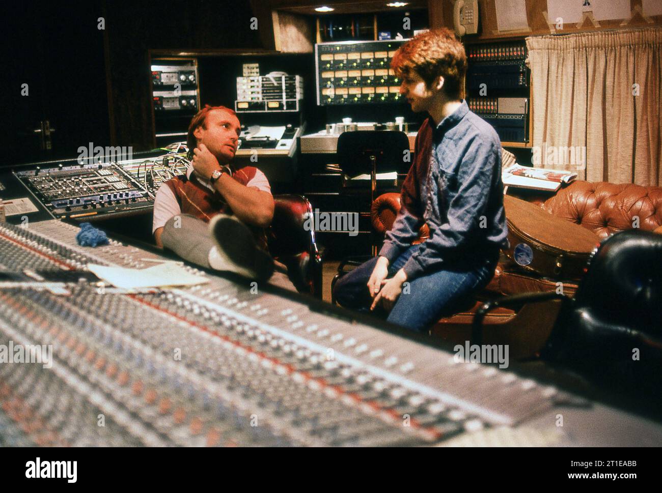 Phil Collins in his home recording studio in Surrey UK 1984 Stock Photo ...
